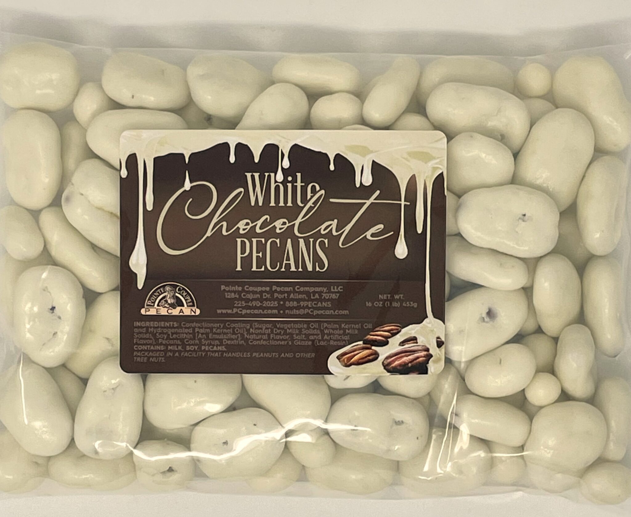 White Chocolate Pecans 16 oz | Pointe Coupee Pecan